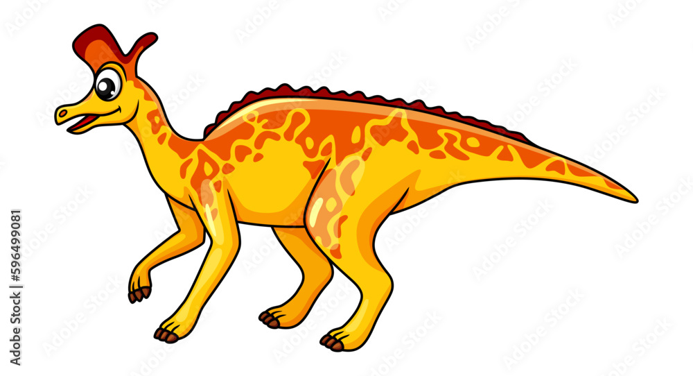 Cartoon lambeosaurus dinosaur character. Isolated vector herbivorous ...