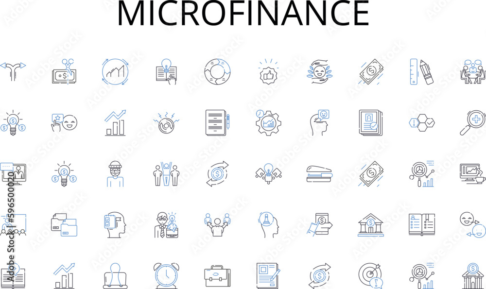 microfinance line icons collection. Vision, Integrity, Empathy ...