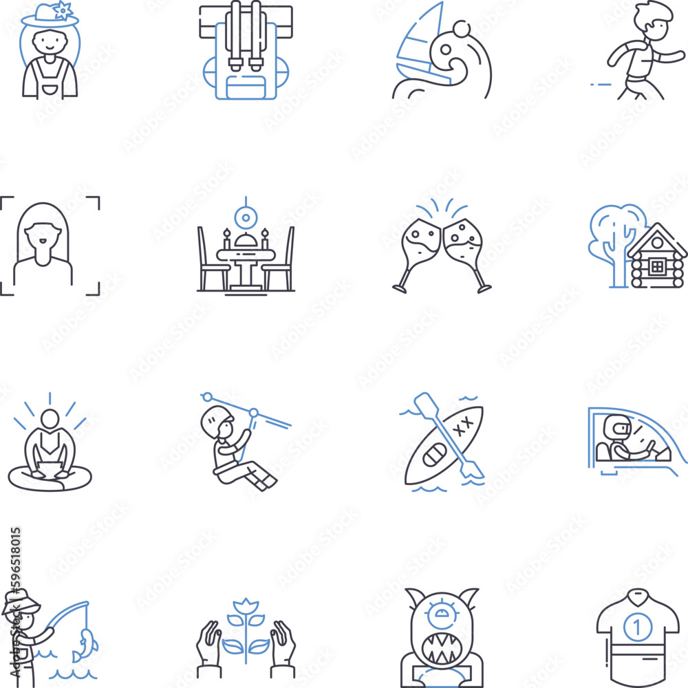 Entertainment sector line icons collection. Movies, Music, Gaming ...