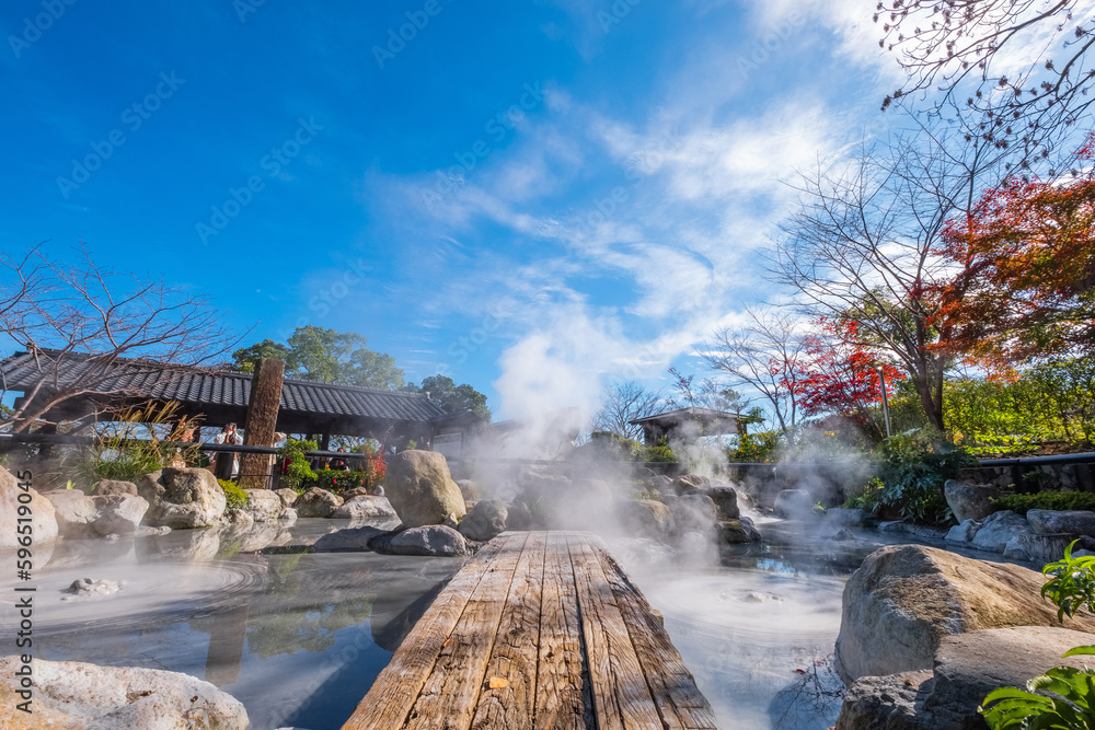 Beppu, Japan - Nov 25 2022: Oniishibozu Jigoku hot spring in Beppu ...