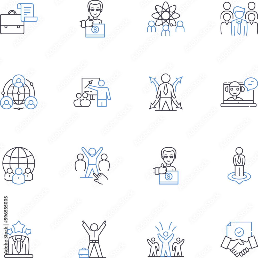 Political philosophy line icons collection. Democracy, Authority ...