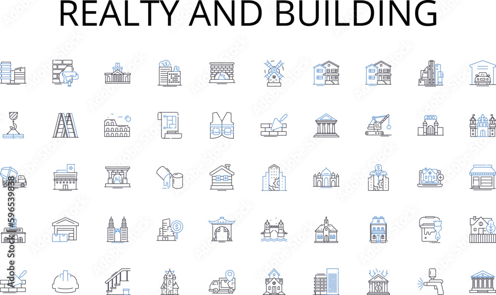 Realty And Building Line Icons Collection Html Css Javascript Php Python Ruby Java Vector