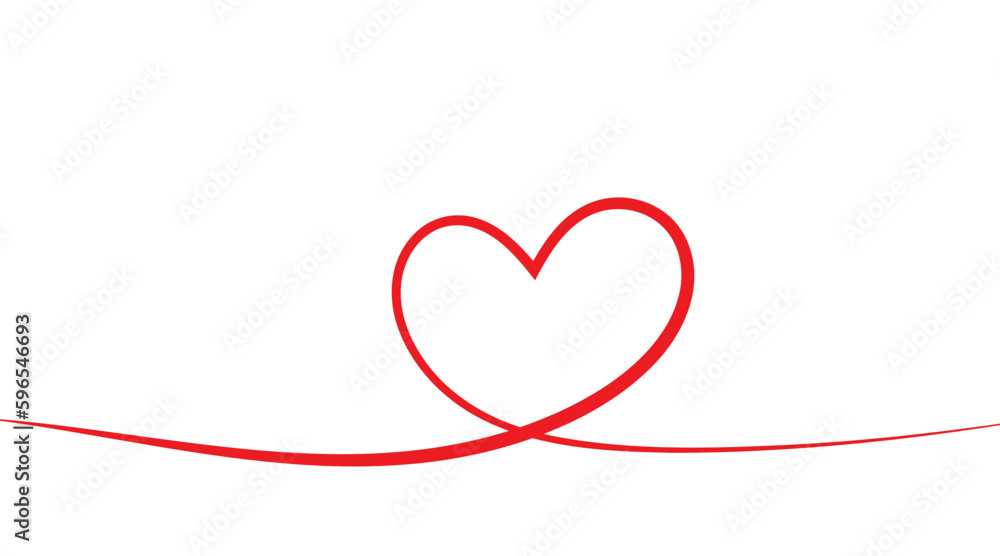 Continuous red heart line. Love concept for wedding, birthday. Romantic ...