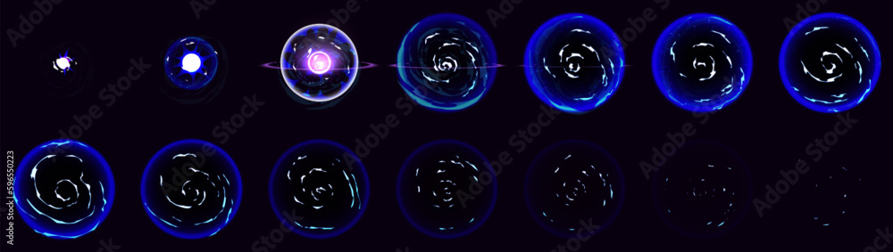 Cartoon sprite sheet of star explosion vfx isolated on black background ...