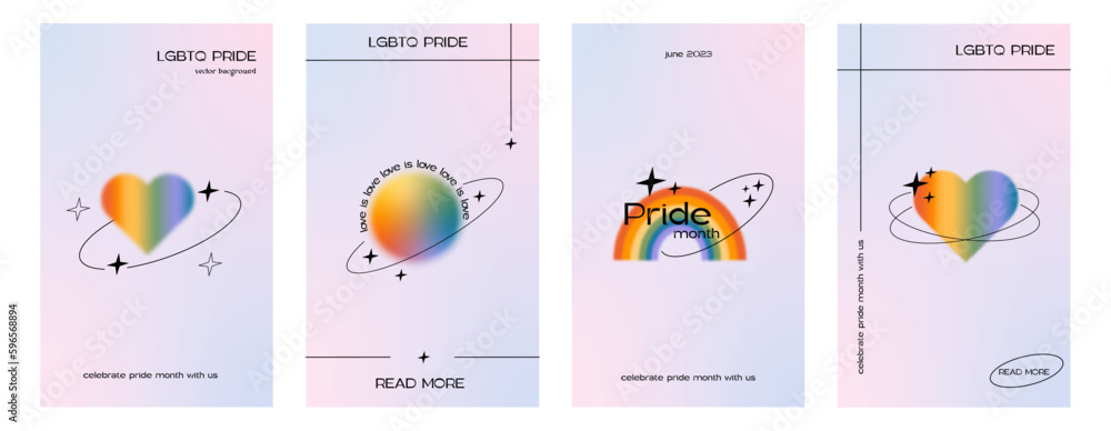 Set of trendy minimalist queer aesthetic posters with linear shapes and ...