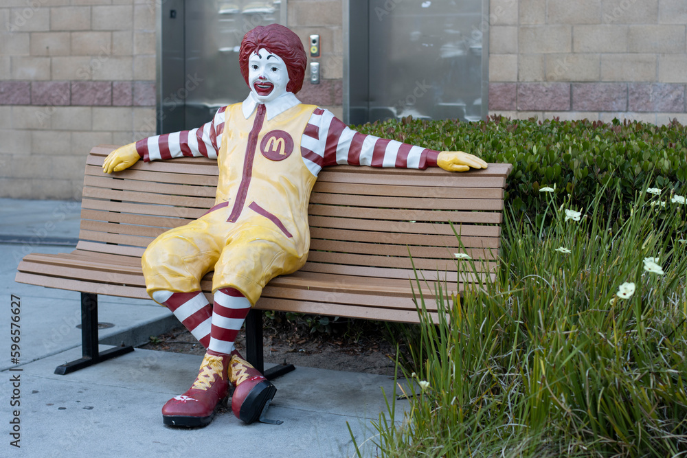 San Diego, CA, USA - May 14, 2022: Statue of McDonald's mascot Ronald ...