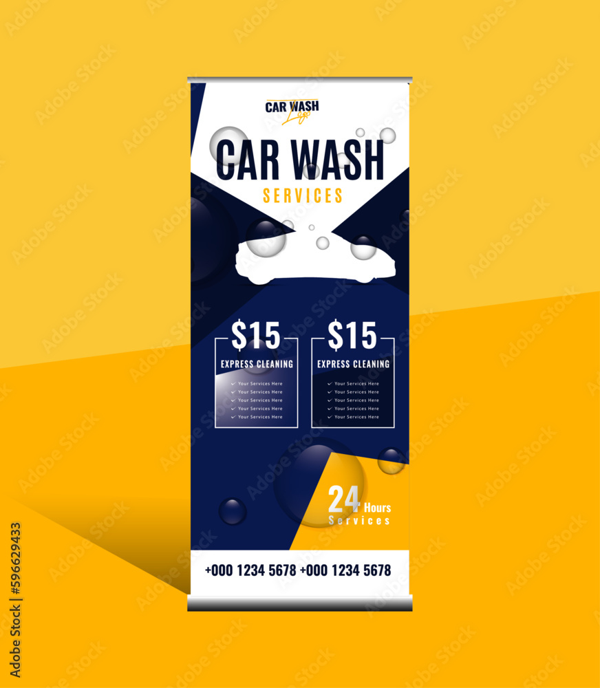 Car wash Roll Design, Carwash and Cleaning service Rollup poster ...