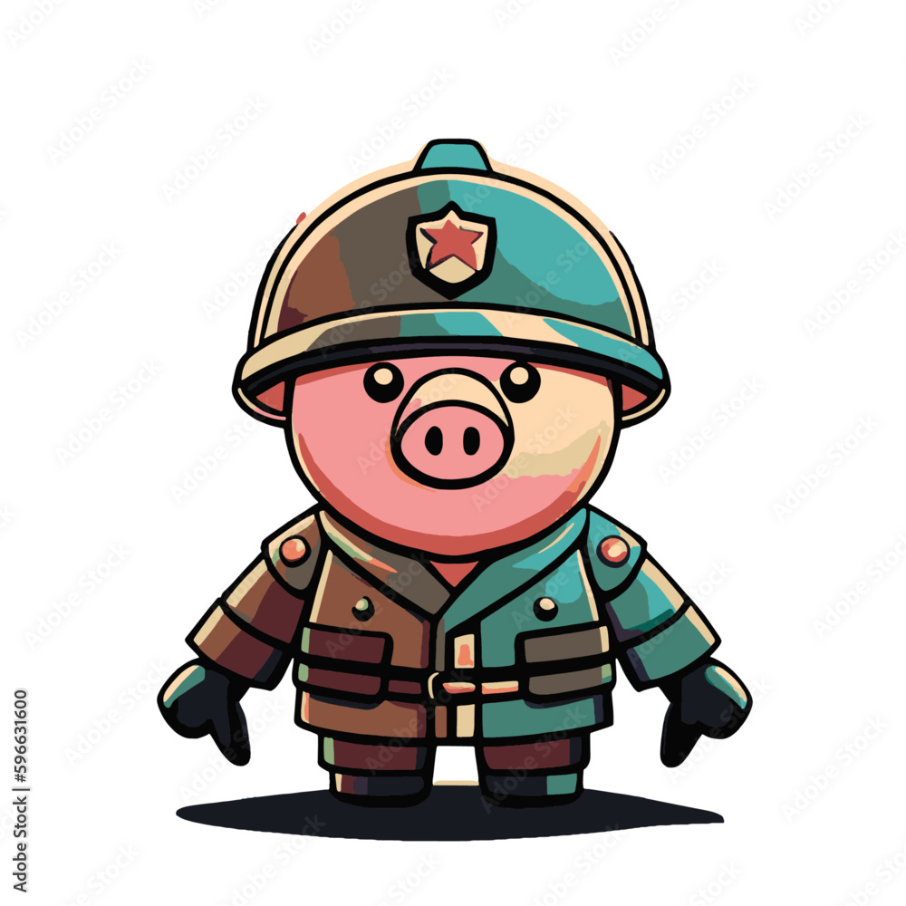 cute vector illustration of a soldier pig Stock Vector | Adobe Stock