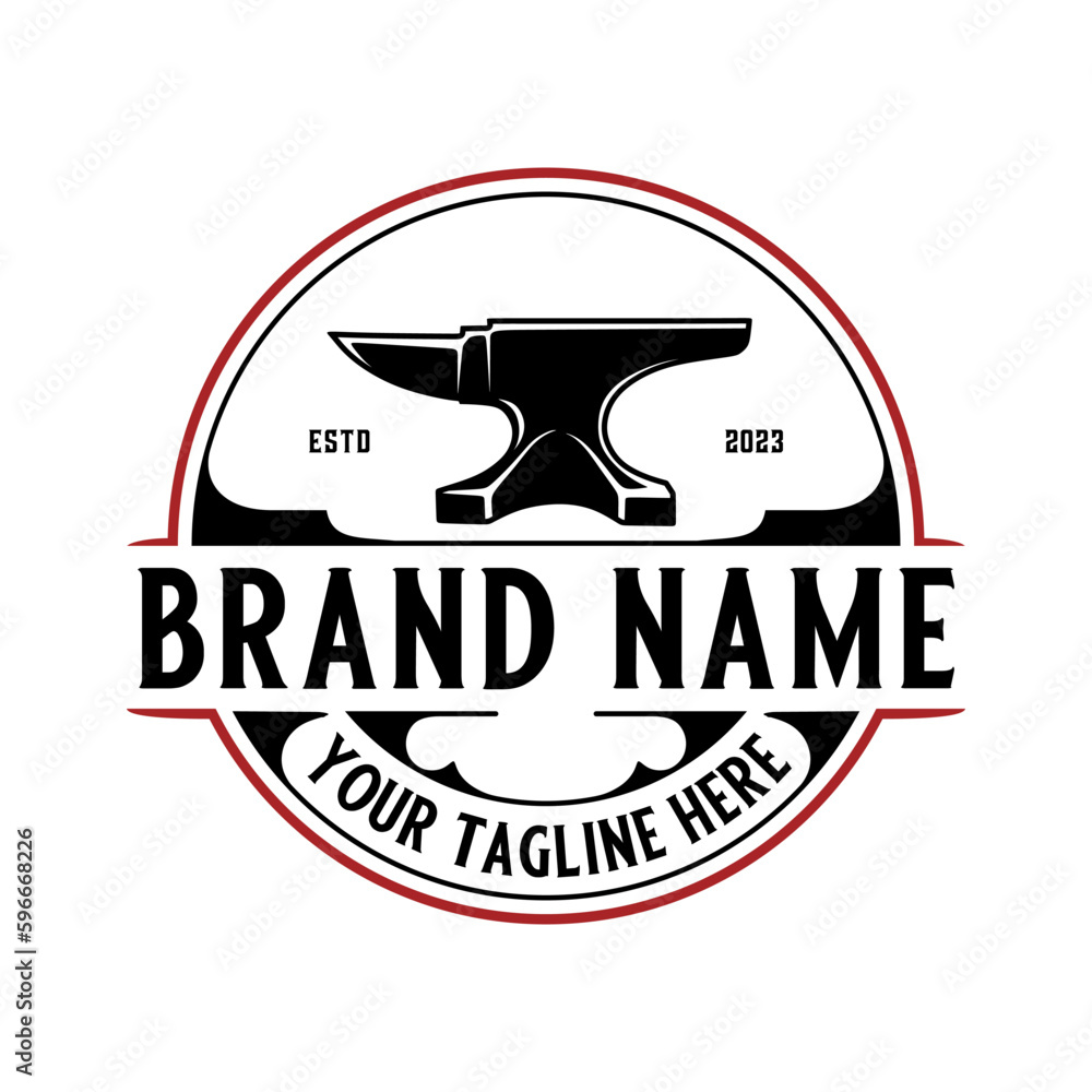 blacksmith anvil vintage logo design. The basic concept of blacksmithing is simple, very ...