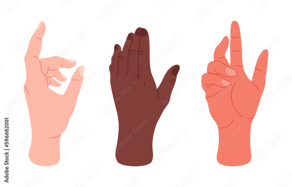 Human hands gestures. Palms with elegant gesture, male or female hands ...