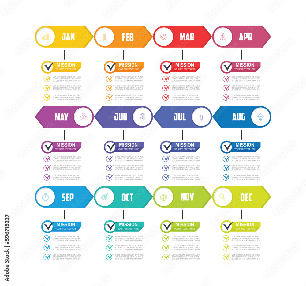 infographic Project timeline graph for 12 months modern diagram ...