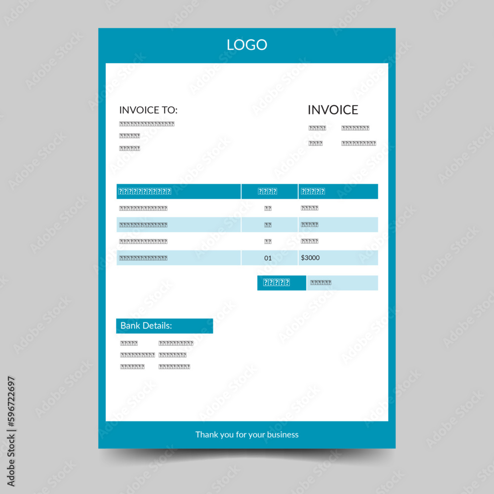 Business invoice form template. Invoicing quotes, money bills or price ...