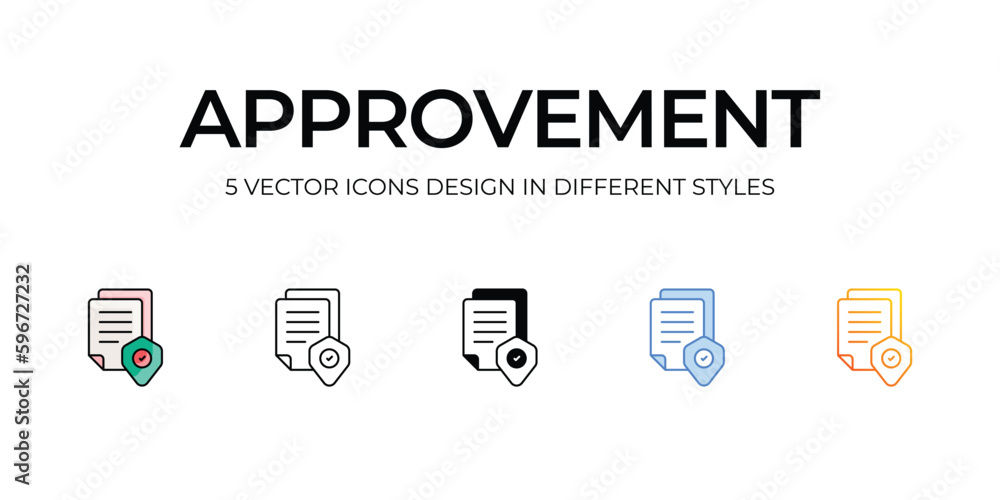 Approvement Icon Design in Five style with Editable Stroke. Line, Solid ...