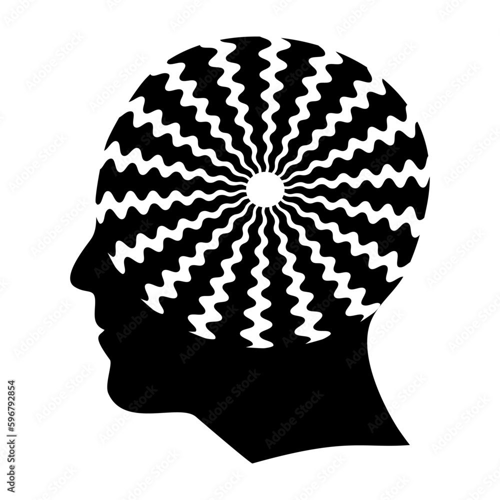 Hypnosis Spiral Human Head Profile Silhouette, Concept illustration for ...