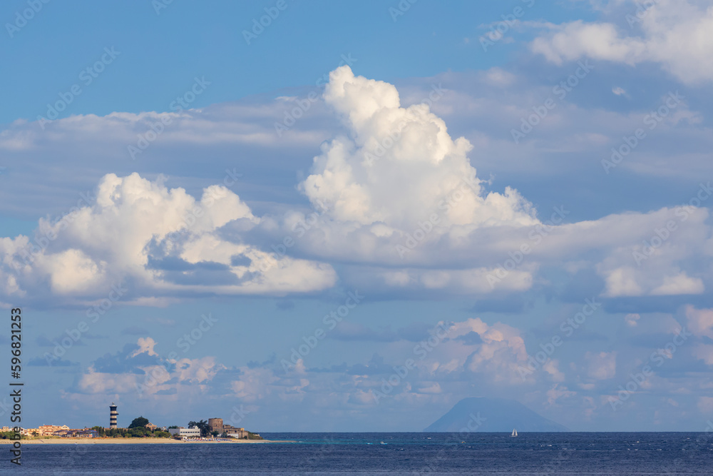 Foto de Stock Capo Peloro Lighthouse in Punta del Faro on the Strait of ...