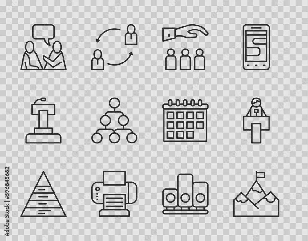 Vetor Set line Pyramid chart infographics, Mountains with flag, Boss ...