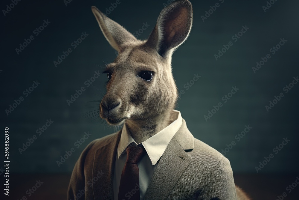 Anthropomorphic kangaroo dressed in a suit like a businessman. Business ...