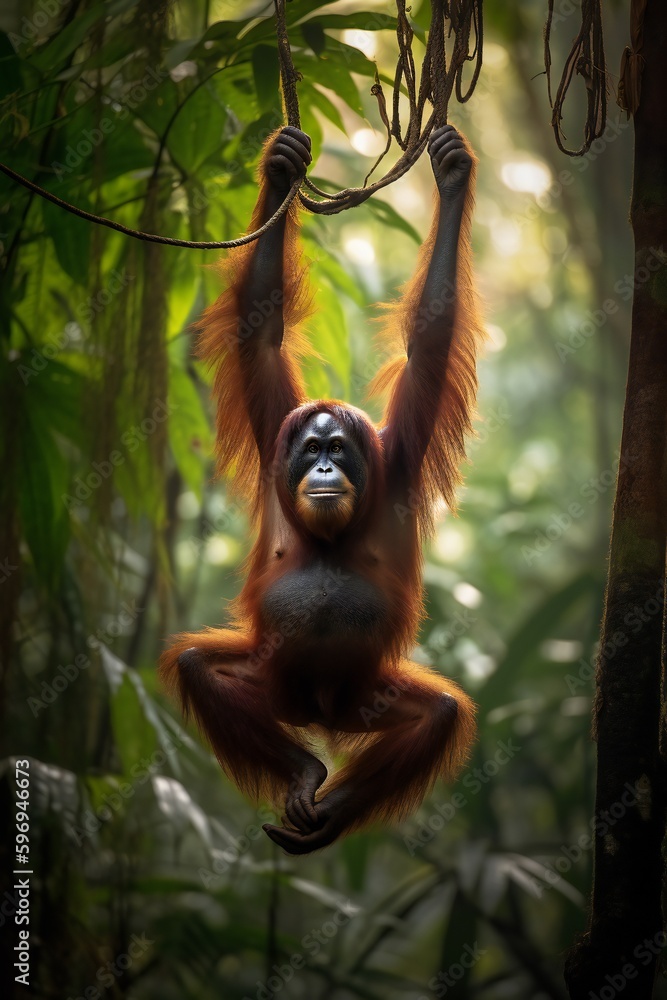 AI Generative. "Experience the Thrill of the Wild with a Swinging ...