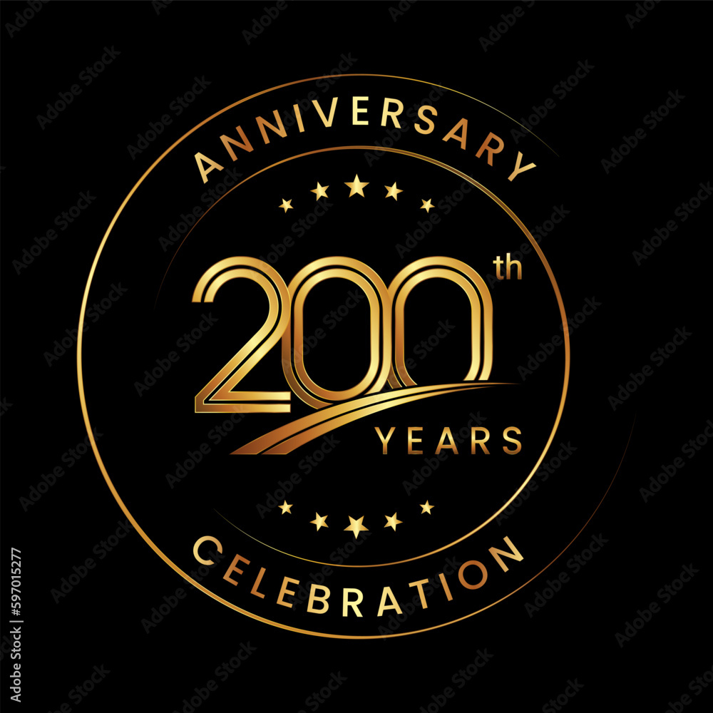 Stock-Vektorgrafik „200th Anniversary. Anniversary logo design with ...