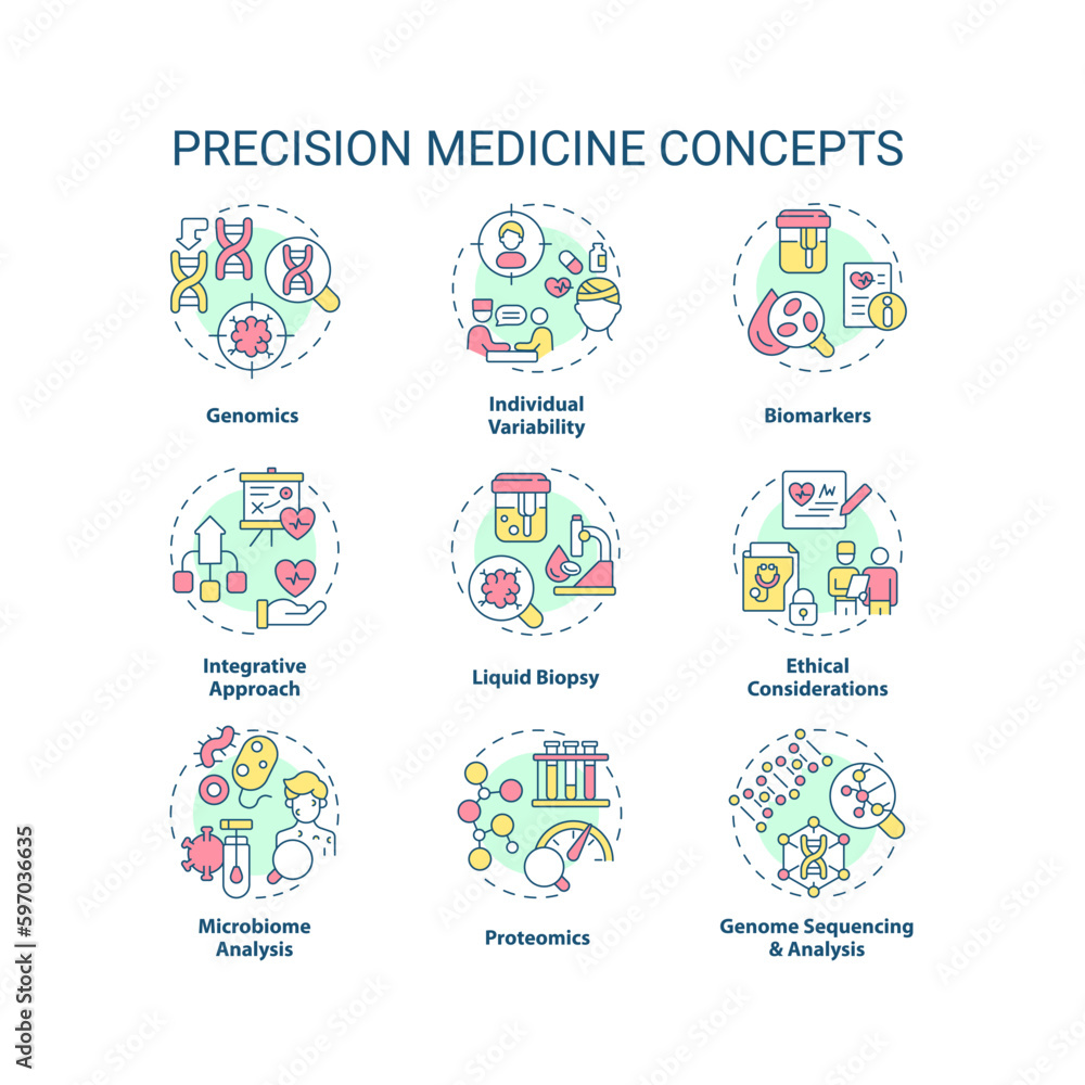 Precision medicine concept icons set. Personalized healthcare program ...
