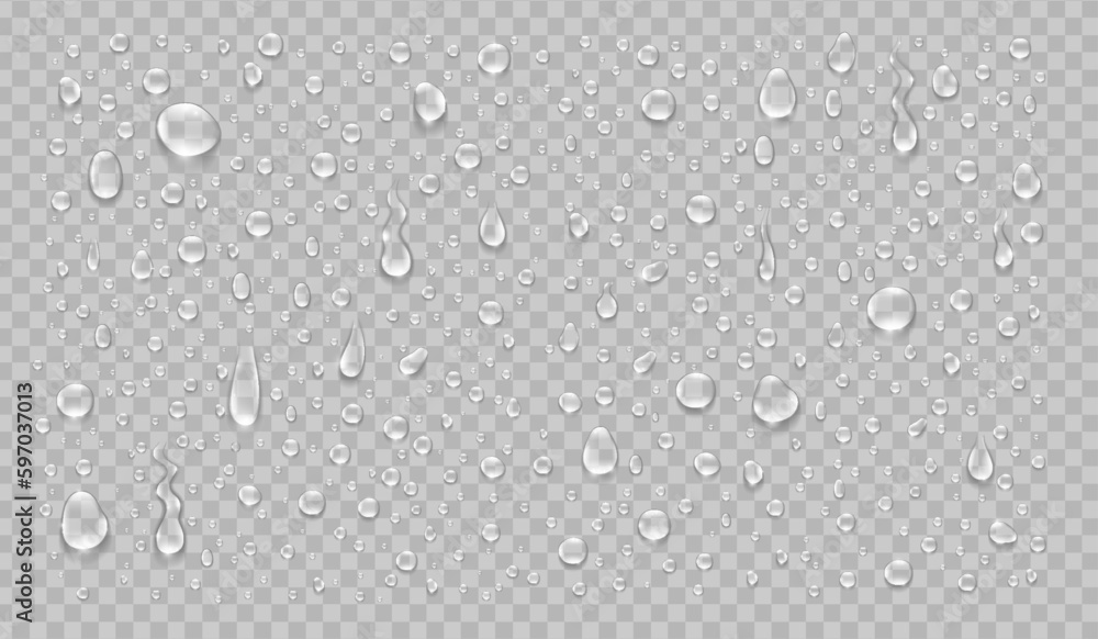 Water drops realistic isolated set on transparent background. Vector ...
