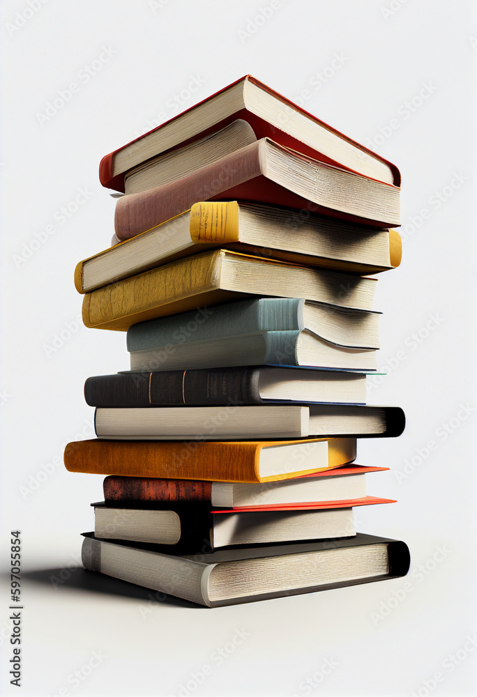 Stack of books on white background. AI Generated Stock Illustration ...