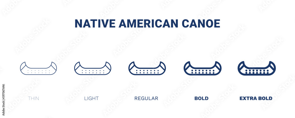 native american canoe icon. Thin, light, regular, bold, black native ...