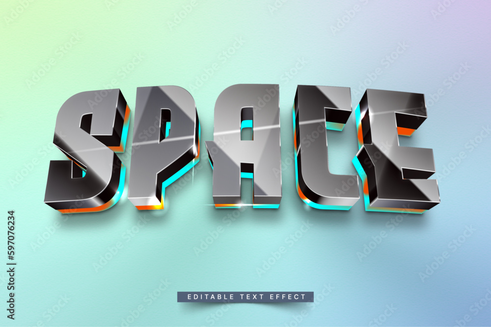 3d Glowing Metallic Text Effect Generator Stock Vector Adobe Stock