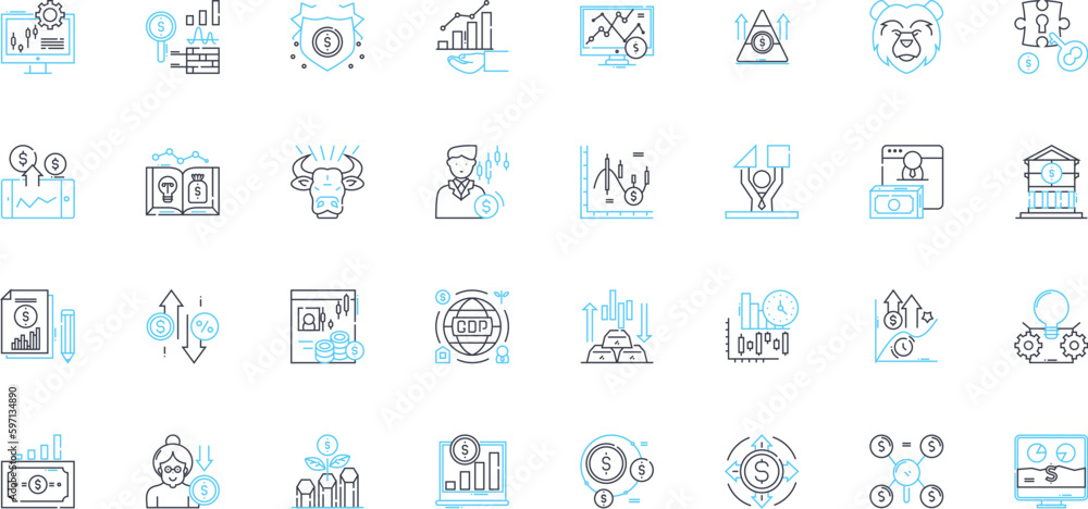 Business intelligence linear icons set. Analytics, Data, Performance ...