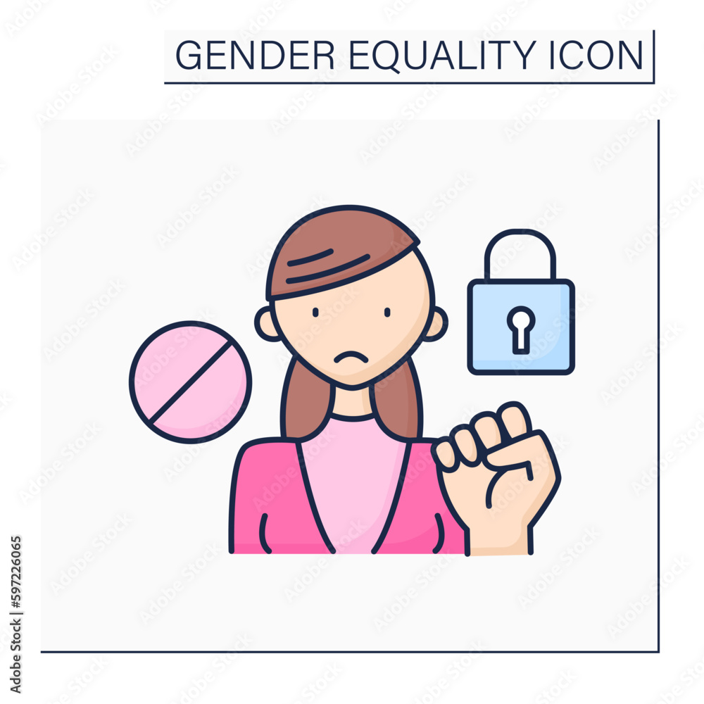 Violence color icon. Gender-based abuse to women. Sexual violence ...