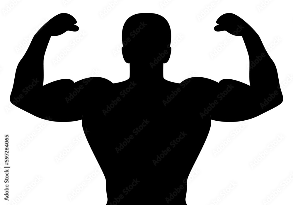 Vector de Stock Silueta negra de hombre musculoso sobre fondo blanco ...