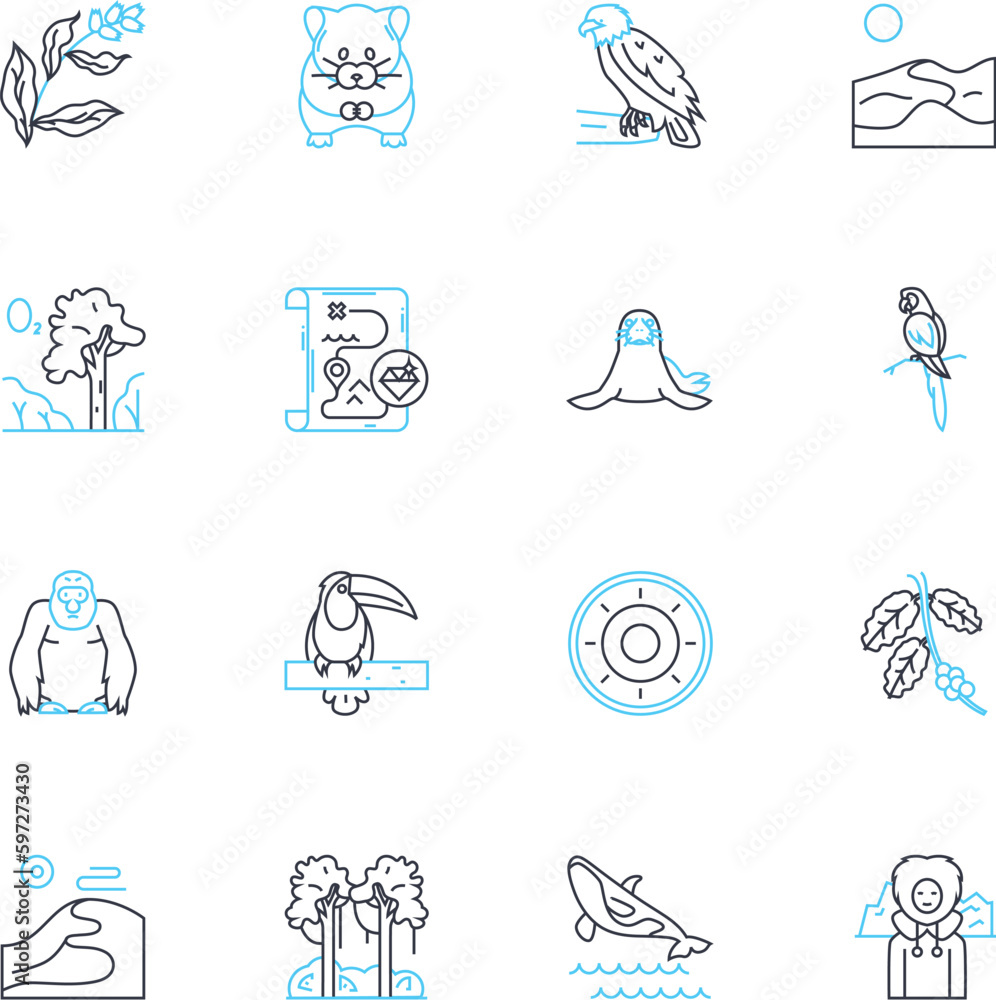 Critters linear icons set. Bugs, Insects, Rodents, Reptiles, Arachnids ...