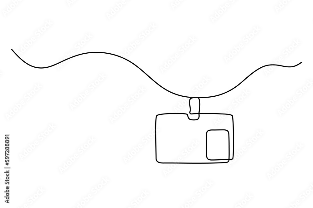 Continuous line drawing badges id cards holders isolated on white ...