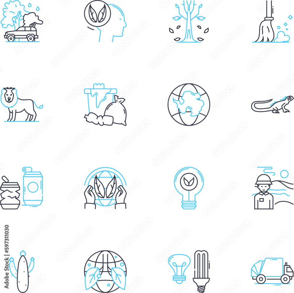 Environment Wildlife linear icons set. Habitat, Biodiversity, Ecosystem ...