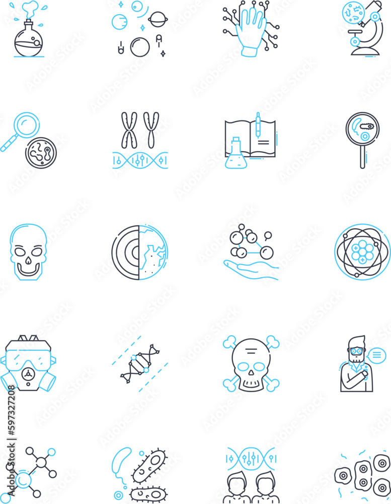 Neurosurgery linear icons set. Brain, Spine, Tumor, Aneurysm ...