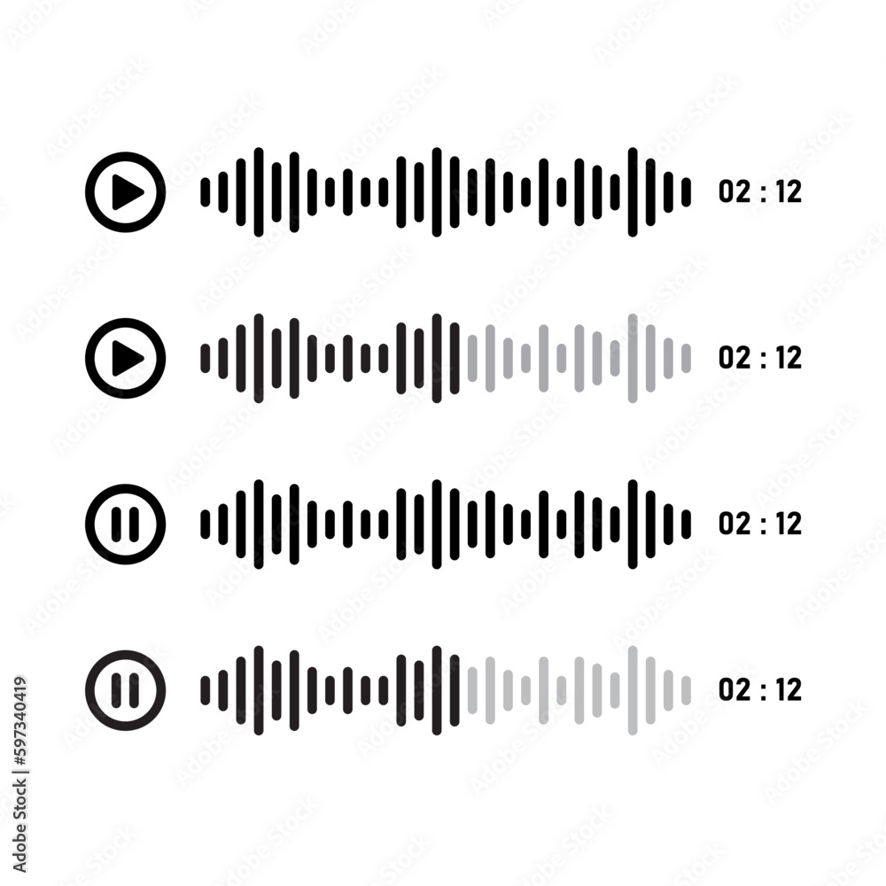 voice messages sound icon or audio wave icon play or pause svg for ...