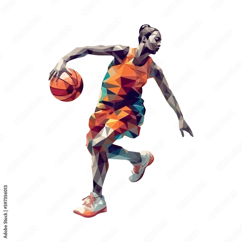 abstract basketball player with ball Stock Vector | Adobe Stock