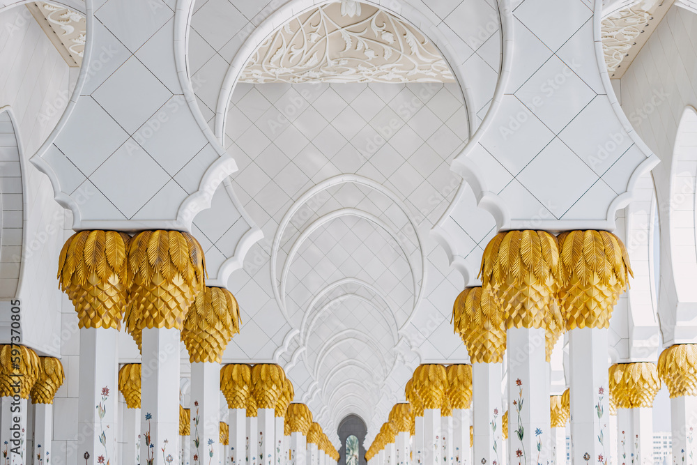 15 January 2023, Abu Dhabi, UAE architectural arches in Sheikh Zayed ...