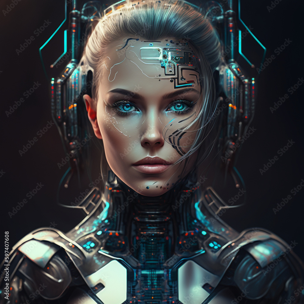 robot woman artificial intelligence, AI robotics, Humanoid robot, cyborg, machine learning ...
