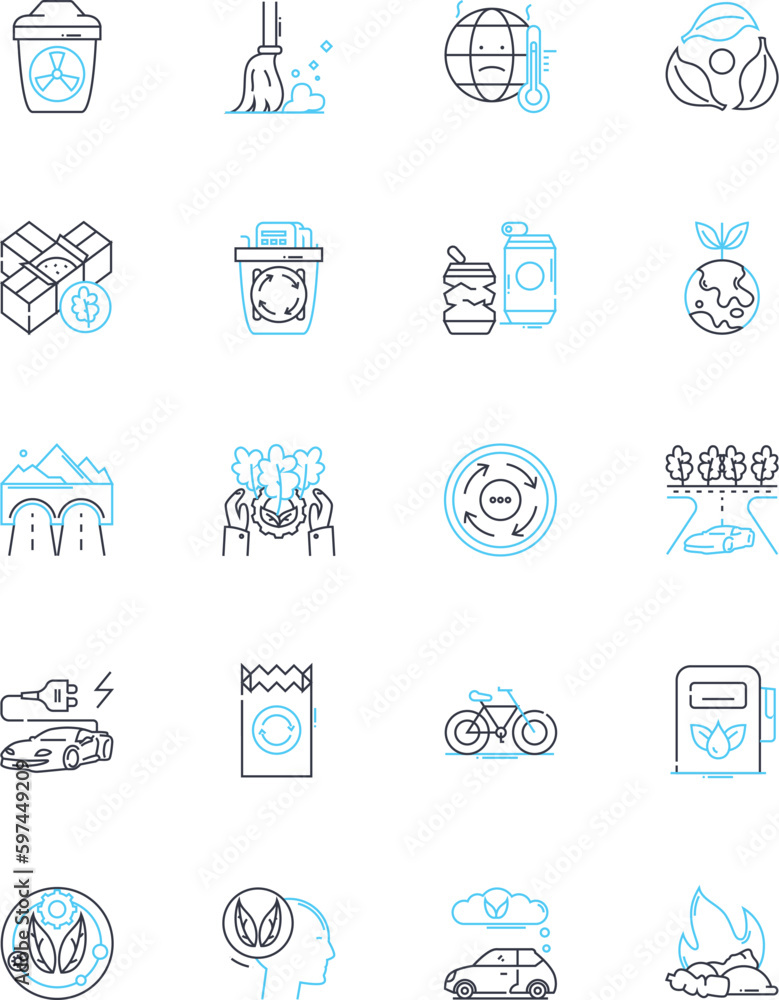Vector de Stock Bioengineering solutions linear icons set. Biomechanics, Biomaterials ...