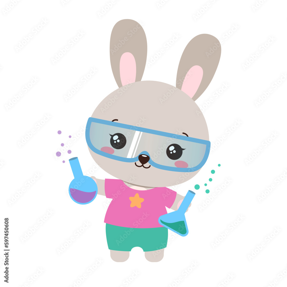 School student animal rabbit. Science school subject vector. Little ...