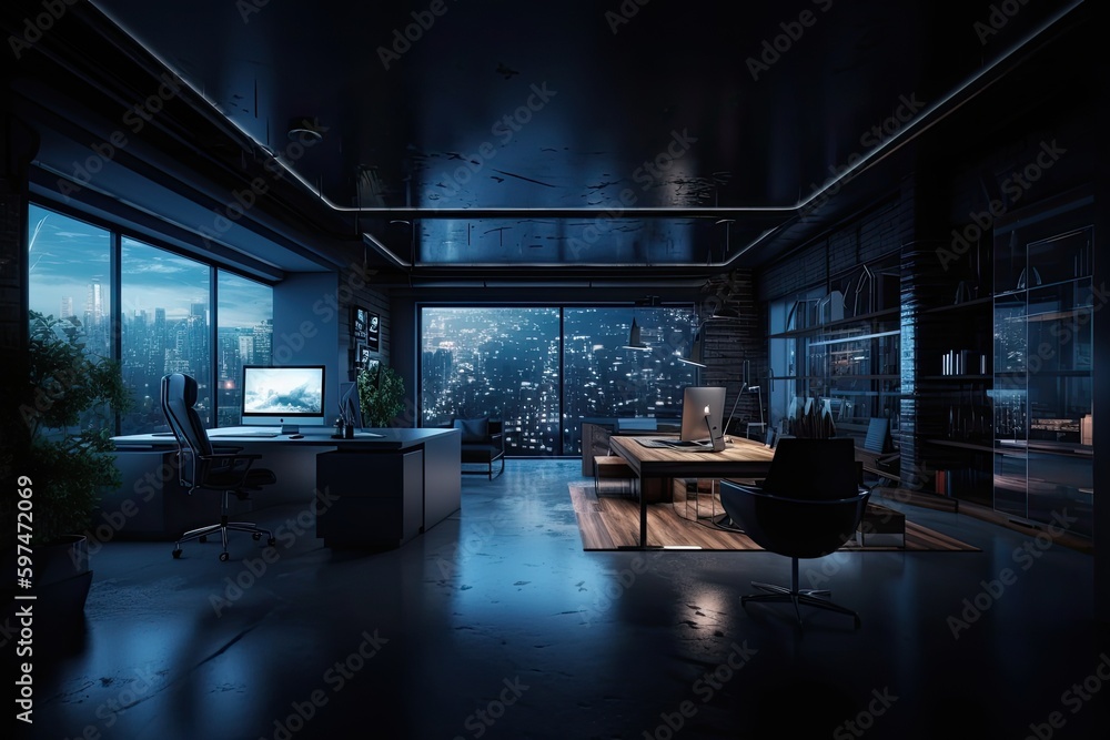 office background for zoom call, unreal engine, octane render, black ...