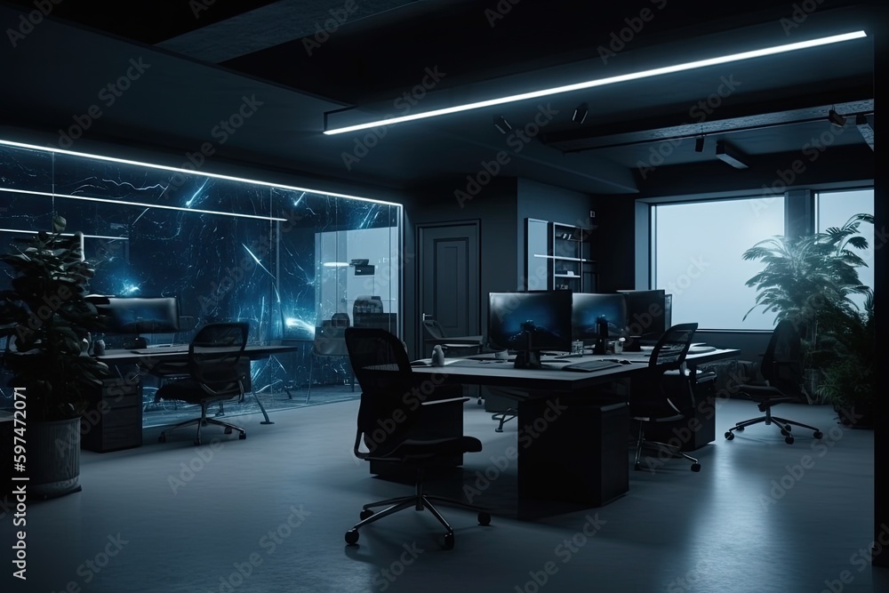 office background for zoom call, unreal engine, octane render, black ...