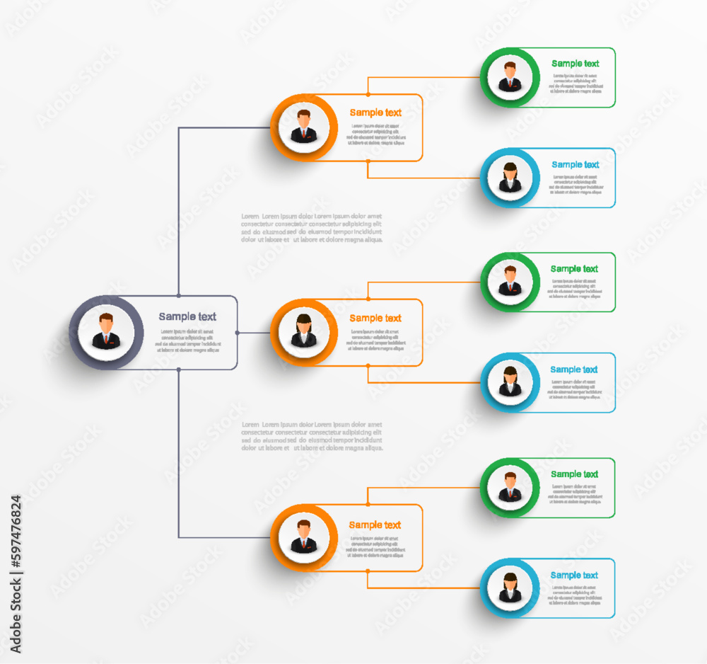 Corporate organizational chart. Business hierarchy infographic elements ...