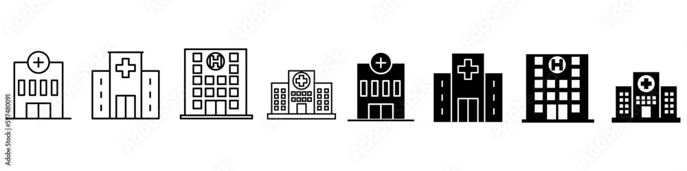 Clinic icon vector set. Hospital illustration sign. help symbol ...