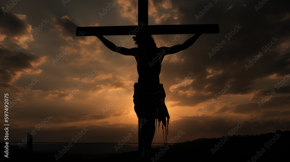 Generative AI of Jesus Christ on the Cross before the Resurrection on ...