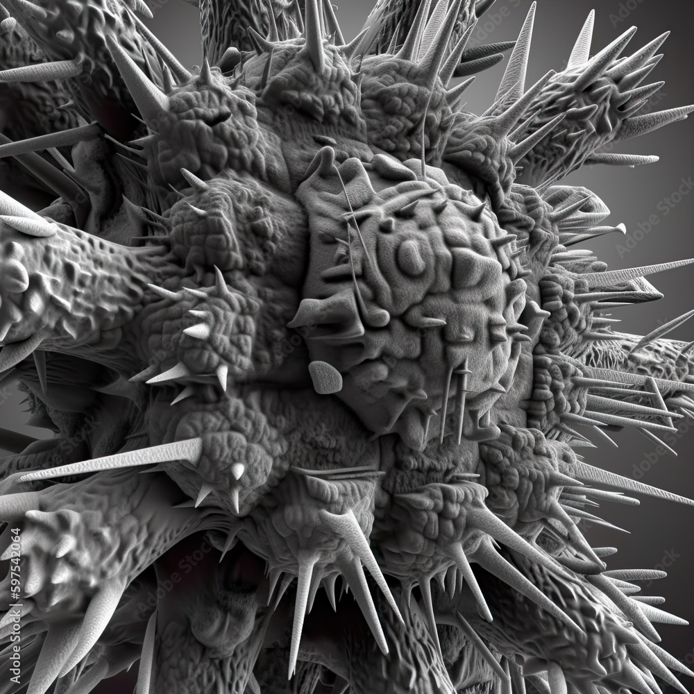 Virus, extreme close-up on viral external architecture, proteins and ...