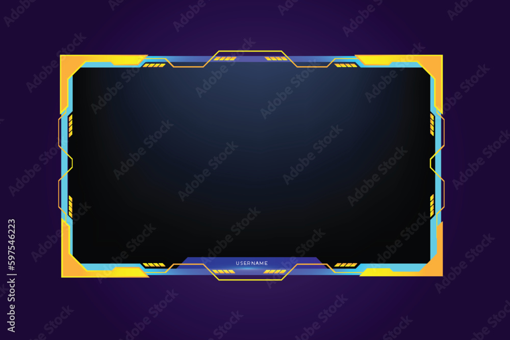 Twitch stream panel overlay template. Digital streaming screen interface. Live video stream ...