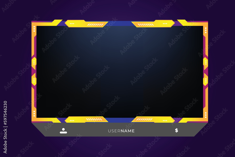 Twitch stream panel overlay template. Digital streaming screen ...
