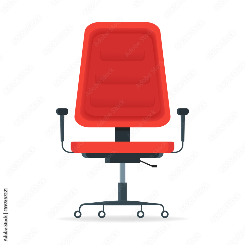 Vector cartoon illustration of an office chair in red color. Isolated ...